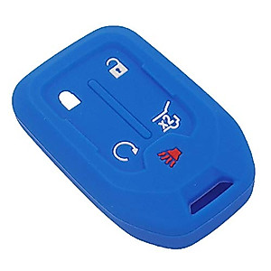 LemSa 2pcs Silicone 5 Buttons Smart Key Fob Cover Remote Keyless Entry Bag Compatible with GMC Acadia Terrain Yukon Chevrolet Suburban Tahoe, Black Blue
