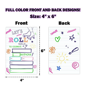Roller Skating Children Birthday Party Invitations, Roller Skate Invites for Girls Boys Kids Teen, Kid's Party Favors Decoration and Celebration Supplies, 20 Invitations with Envelopes - JY625