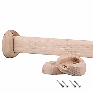 Btibpse Wooden Oval Closet Rod Polished Wood Wardrobe Closet Rod with End Supports (50 cm)