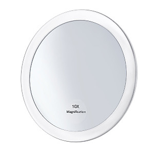 FRCOLOR 10X Magnifying Mirror with 3 Suction Cups, Cosmetic Make Up Mirror Pocket Mirror Travel Makeup Mirror 5.9 Inch, Used for Precise Makeup - Eyebrows/Tweezing (White)