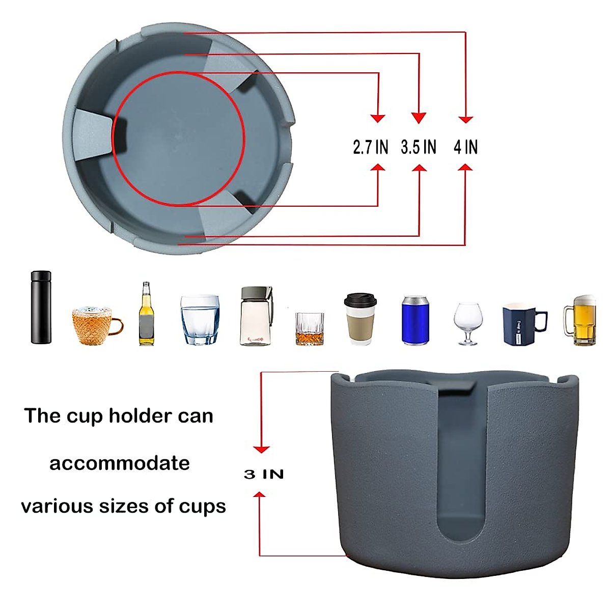 Cup Holder for Desk ， 8EIGHTECH Table Cup Holder has a Suction Cup with Strong Suction Power.Anti-Spill Cup Holder for desks or Tables, can Hold a Variety of Mugs、 Drinking Bottles、Insulated Cups.