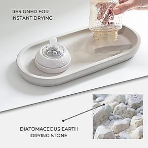 Selegna Diatomaceous Earth Stone Sink Tray - Quick Drying, Reversible Tray for Kitchen & Bathroom Countertop Organizer, Use as Bottle Drying Rack, Sink Caddy, Vanity Organizer, Tea Tray, Sponge Holder