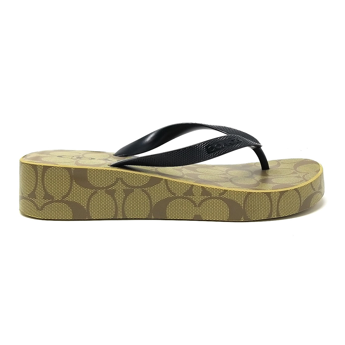 COACH Womens Lynn Flip Flops (Khaki - Black, us_footwear_size_system, adult, women, numeric, medium, numeric_8)