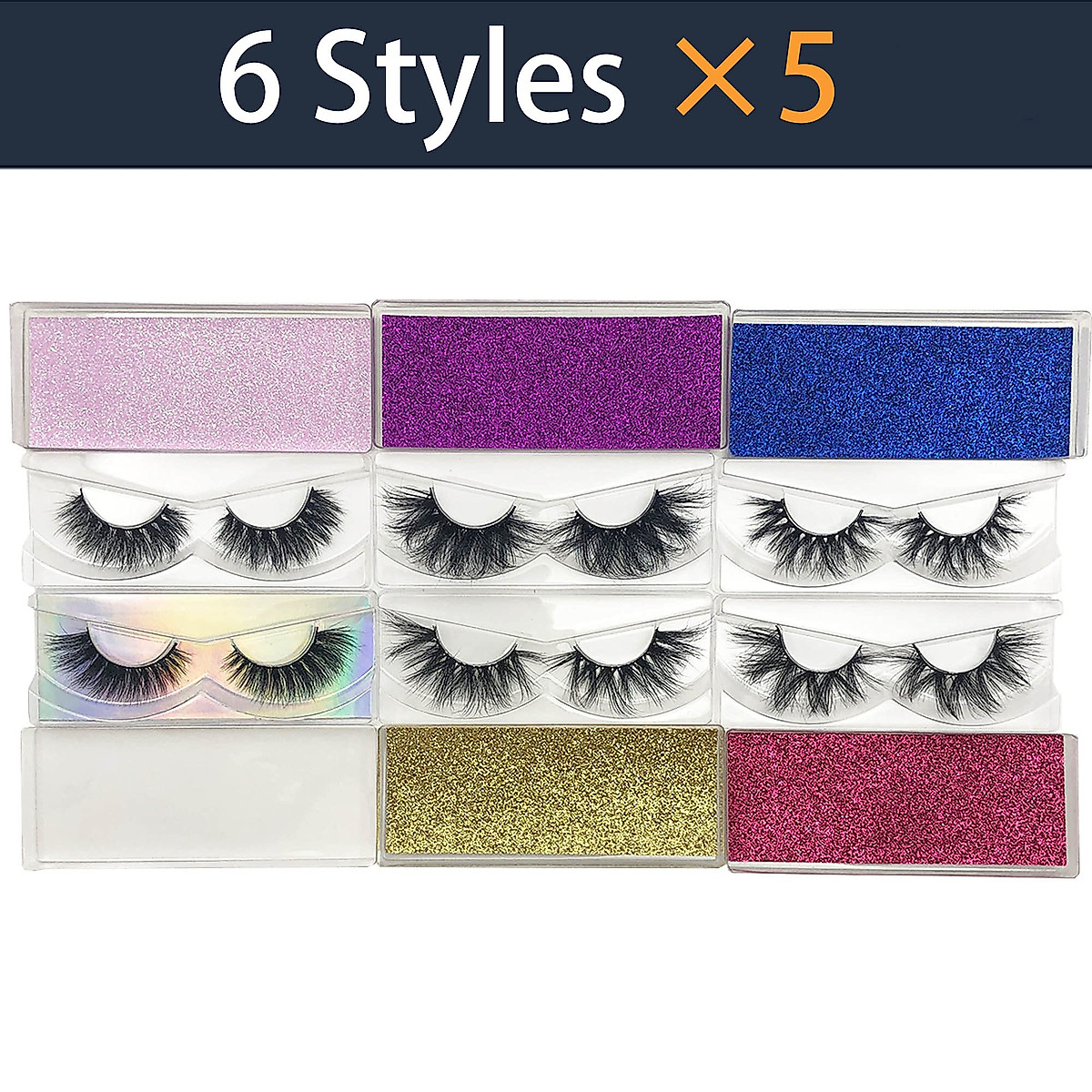 Mink Lashes bulk MIKIWI 6 Styles 30 Pack, 3D Mink Lashes wholesale,15-20mm Fluffy Long wispy lashes Real Mink Eyelashes