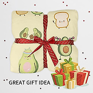 Sowide Avocado Blanket, Comfy Blanket Throw Gifts for Avocado Lovers, Soft Lightweight Green Yellow Sports Avocado Baby Toast Flannel Blanket, Cute Fuzzy Plush for Kids, Women, Couch, Bedroom, 50"x60"