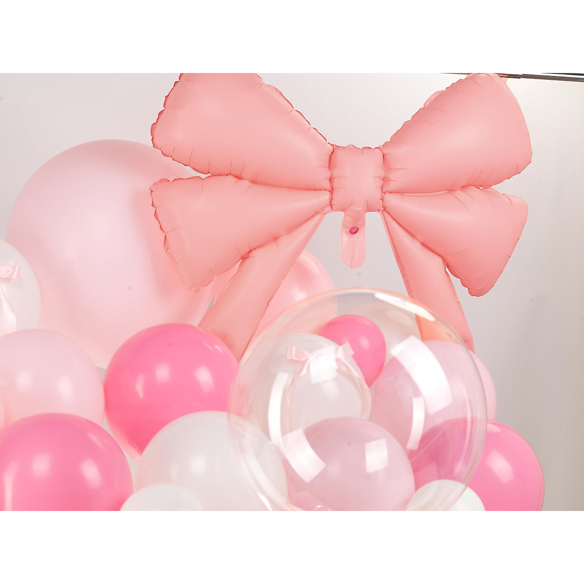 pink balloon arch kit Coquette Birthday Decorations Pink and White Balloon whit Bow balloons for Pink Bow Birthday bachelorette Bridal Shower Party Decorations