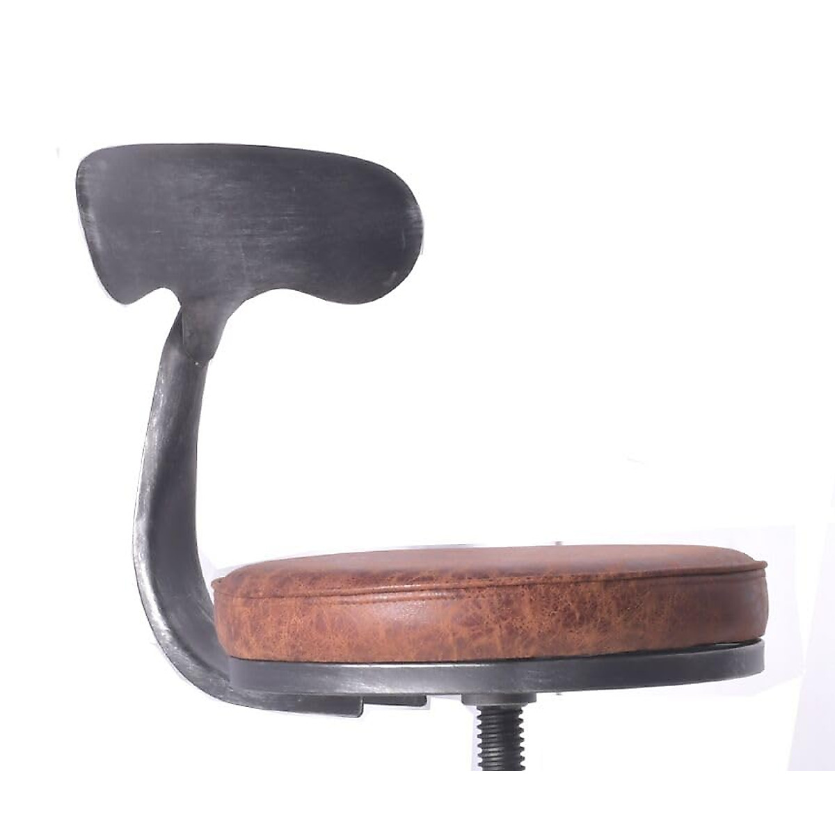 BOKKOLIK Set of 2 Bar Stools Industrial Style Kitchen Counter Island Stool Dining Chiar with Backrest Rustic Guest Chair Swivel PU Seat 23-33inch Height Adjustable