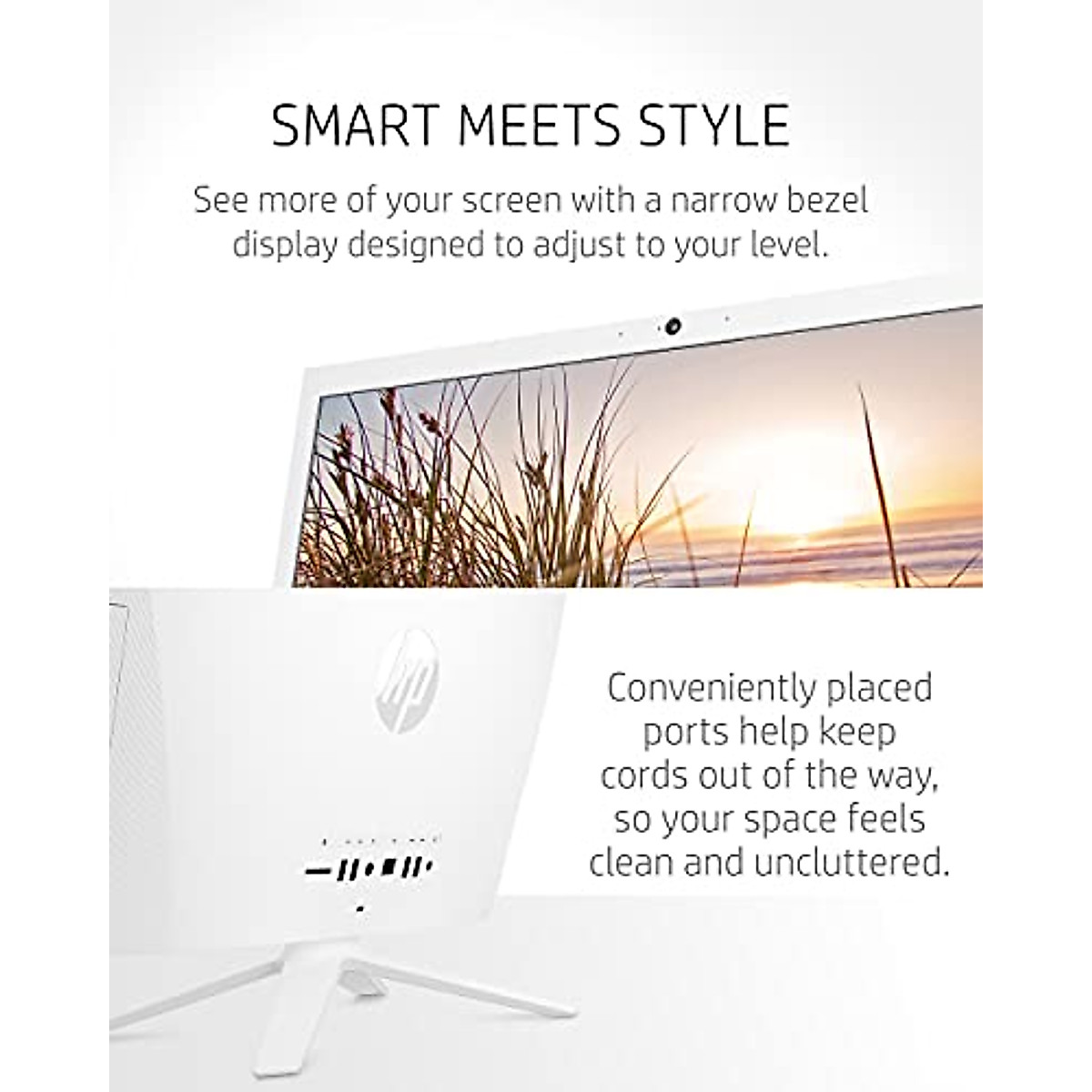 HP 21 All-in-One PC, AMD 3020e Processor, 4 GB RAM, 128 GB SSD Storage, 20.7-inch Full HD Display, Windows 10 Home in S Mode, Adjustable Screen, Privacy Camera, Dual-Array Mics (21-b1010, 2021)