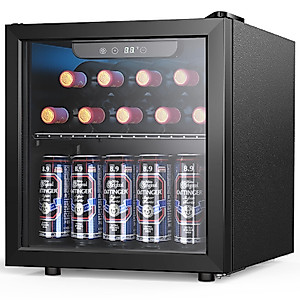 Joy Pebble Beverage Cooler and Refrigerator Mini Fridge with Glass Door for Soda Beer or Wine Small Drink Cooler for Home Office or Bar (2.3 cu.ft, Black)