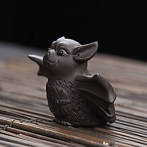 Ceramics Cute Bat Statue Sculpture Frgurine Tea Pet Gift for Home Office Room Desktop Display Decorative Decoration
