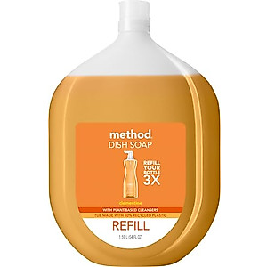 Method Gel Dish Soap, Refill, Clementine, Recylable Bottle, Biodegradable formula, 54 Fl Oz (Pack of 1)