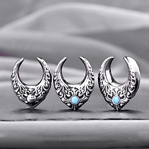 ERKUOO Piercing Jewelry 2PCS Floral Saddle Tunnels Plugs, Hypoallergenic 316L Stainless Steel, 0g(8mm)