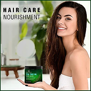 Botanic Hearth Tea Tree Hair Mask & Deep Conditioner, Moisturizes & Protects Hair & Scalp - with Soy Protein, Vitamin E, Collagen, Keratin & Coconut Oil - 16 oz (Packaging May Vary)