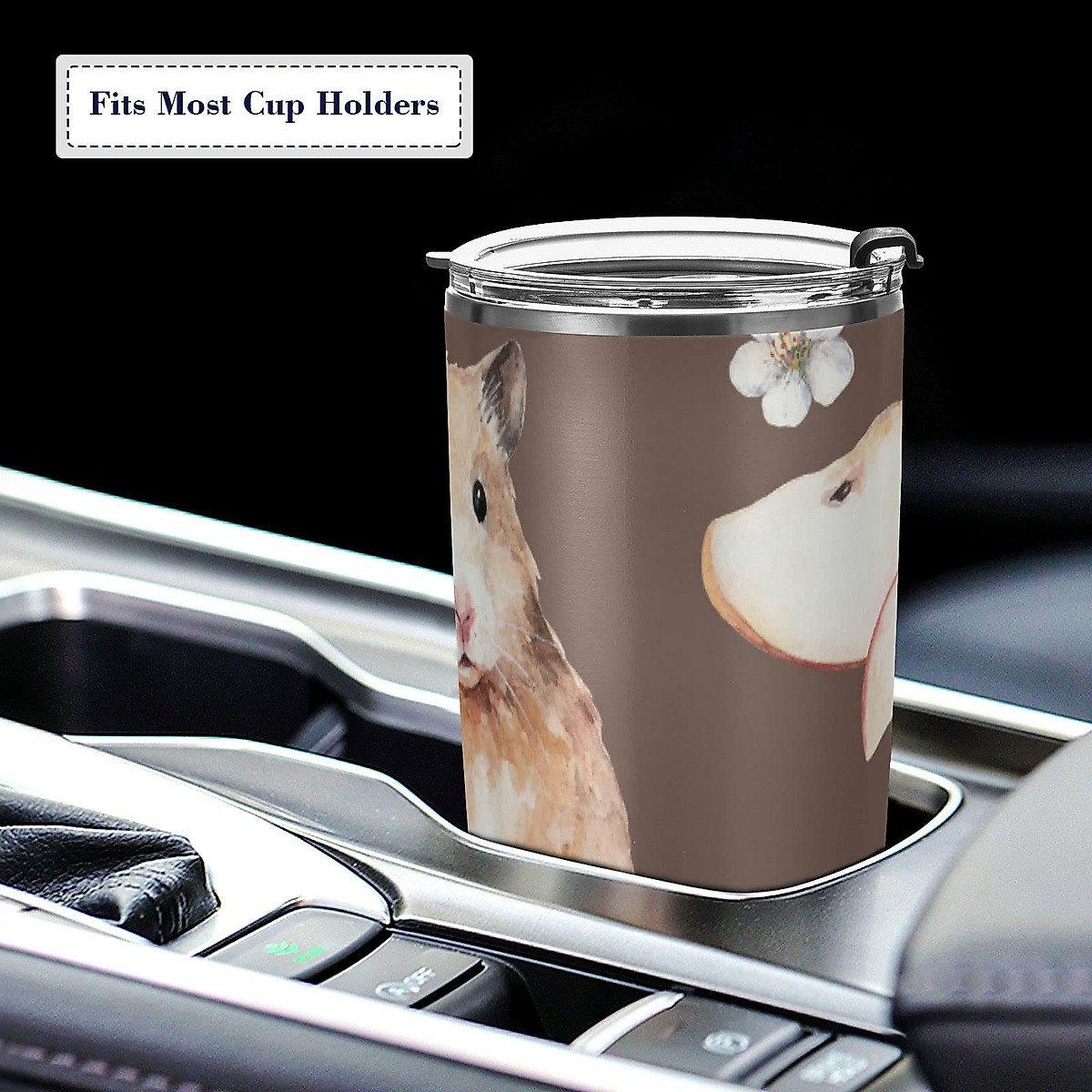 Yasala Tumbler Guinea Pig Apples Insulated Coffee Cup Beverage Container Office Travel Mug with Straw and Lid 20oz Holiday Back to School Gift