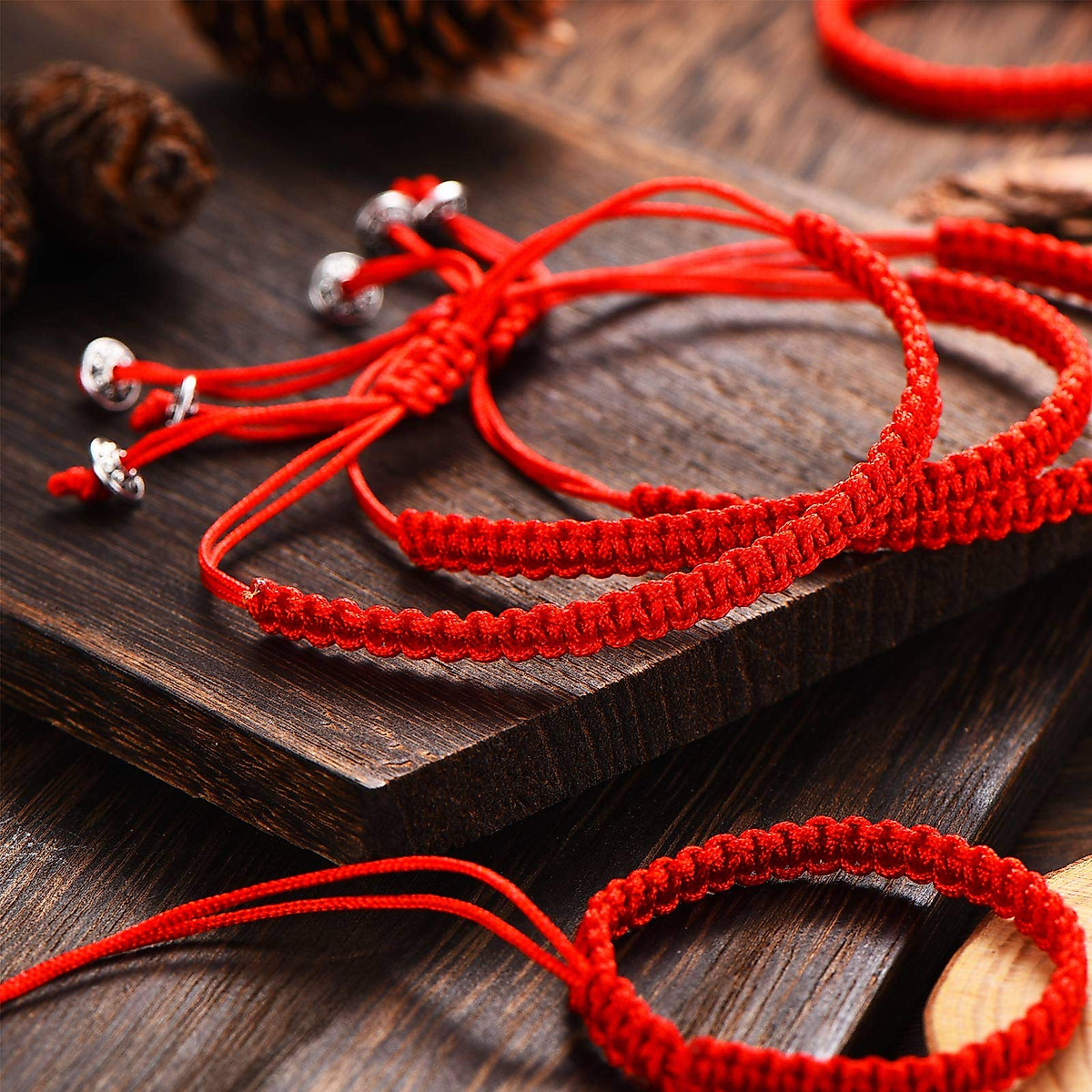 6 Pieces Red Bracelet Protection Red String Bracelet Adjustable Braided Knot Kabbalah Bracelet with Amulet for Protection, Good Luck, Friendship, Graduation, Birthday, Lovers (Basic Style)