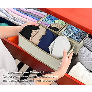 Greenco Non-Woven Foldable 3 Piece Drawer and Closet Storage Cube Set- (Beige)