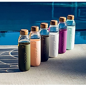 Soma 17 oz. BPA-free Wide Mouth Glass Water Bottle with Silicone Sleeve, Eggplant