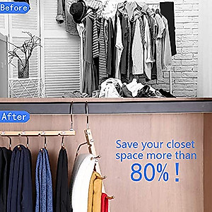 Houseke Magic Pants Hangers,Space Saving Closet Hangers 5 Layers 2 Uses Multi Functional Pants Rack,Clothes Organizer Rack for Clothes Trousers Scarves Ties(1 Pack)…