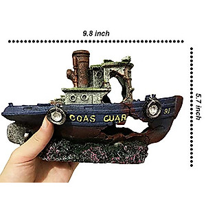 SLOCME Aquarium Large Shipwreck Decorations - Fish Tank Lifelike Ship Decor，Resin Material Large Pirate Ship Decor