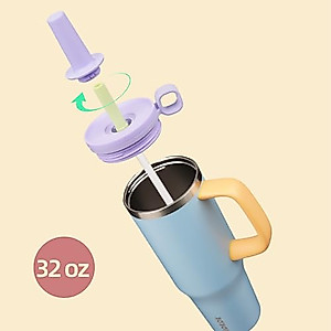 BJPKPK 32oz Stainless Steel Insulated Tumbler with Handle and Straw Travel Coffee Mug Thermal Cups with Lid,Blue