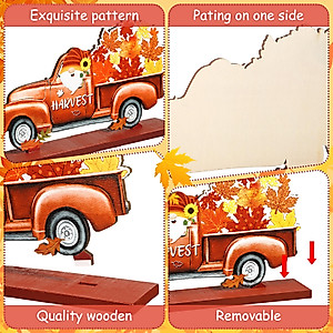 Blosssound 6 Pcs Fall Table Decorations Wooden Thanksgiving Table Signs Hello Fall Truck Gnomes Pumpkin Sunflower Table Centerpieces for Autumn Harvest Happy Thanksgiving Party Decor Supplies Gifts
