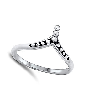 Bali Bead Chevron Ring New .925 Sterling Silver Band Size 9