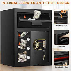 2.6 Cubic Fireproof Depository Safe with Drop Slot, Electronic Anti-Theft Drop Safe for Business with Programmable Numeric Keypad Lock and Spare Keys, Cash Drop Safe Box for Office Home Retail Store
