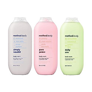 Method Body Wash Variety Pack - 3 Scents - Simply Nourish, Pure Peace And Daily Zen - 18 Fl Oz Each