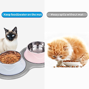 Pet Feeding Mat Cat & Dog Mats for Food & Water - Flexible and Easy to Clean Feeding Mat - Non-Slip Waterproof Feeding Mat for Dog Food & Water Bowls Nontoxic Rubber Gray…