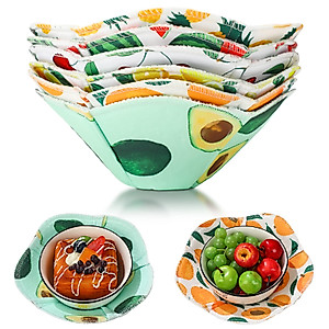 6 Pieces Microwave Bowl Holders Fruit Pattern Safe Hot Soup Holder Cotton Heat Resistant Bowl Cozy Multipurpose Food Dish Pads Potholders for Rice and Pasta Bowls Home Kitchen Supplies
