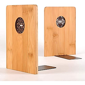 Bookends Natural Wood Adjustable Bookshelf, Office Living Room Desktop Decoration Storage Shelf, Large-Capacity Organizer for Home Office bookends