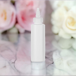 JUVITUS 4 oz / 120 ml White Plastic Cylinder Squeeze Bottle with Twist Top (12 Pack)