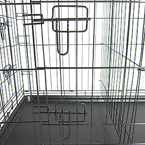 Dog Crate Large Foldable Dog Kennel Metal Wire Pet Dog Cage with Double-Door Leak-Proof Tray Divider Panel and Handle for Dog Cat Pet,Black (42")