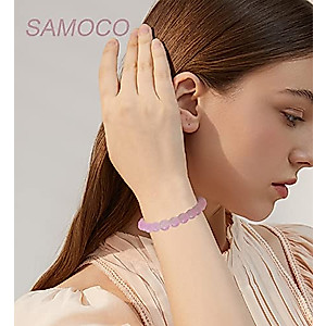 SAMOCO 18Pcs 8mm Beaded Stretch Bracelet Handmade Round Glass Bracelet for Women Multicolor Matte Beads Elastic Bracelet