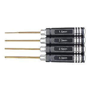4Pcs Hex Screw Driver Set (1.5mm 2.0mm 2.5mm 3.0mm) Titanium Hexagon Screwdriver RC Repair Tools Kit for Multi-Axis FPV Racing Drone RC Quadcopter Helicopter Car Models