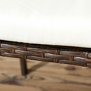 Outsunny 2 Piece PE Rattan Outdoor Dining Chairs with Cushion, Patio Wicker Dining Chair Set with Backrest, Armrests for Patio, Deck, Garden, Cream White