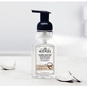 J.R. Watkins Foaming Hand Soap Pump with Dispenser, Moisturizing All Natural Hand Soap Foam, Alcohol-Free Hand Wash, Cruelty-Free, Use as Kitchen or Bathroom Soap, Coconut, 9 fl oz, 3 Pack