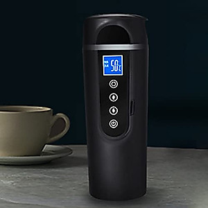Yctze Smart Temperature Control Travel Coffee Mug 450ml 12-24V Electric Heated Travel Mug Stainless Steel Car Cup 0-100℃ Adjustable,20-25 MIN Quick Heating for heated travel mug temperature control cu