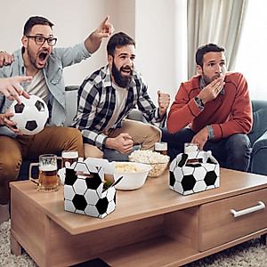 durony 16 Pack Soccer Treat Boxes Sports Party Supplies Soccer Party Favors Football Bags Candy Goodie Gift Boxes for Soccer Team Birthday Baby Shower Decorations 6.2 x 6.2 x 3.5 Inch