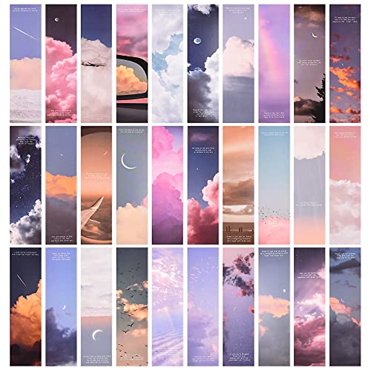Bookmarks for Book Lovers, Starry Sky Paper Bookmark Set 30 Pcs, Aesthetic Book Marks for Women Kids Teens Students Teachers, Library Card Bookmark Reading Accessories