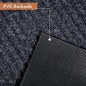 Nuanchu A Roll Large Semi-Finished Striped Door Mat Waterproof Entry Mat with Rubber Lining, Indoor and Outdoor Rug for Wet Weather, Entrance Shoe Scraper, Kitchen, Bathroom, 22 x 59 Inch (Black)