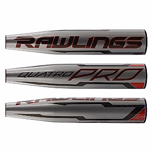 Rawlings 2021 Quatro Pro USA Baseball Bat Series, 29 inch (-10), Red/Silver/Black
