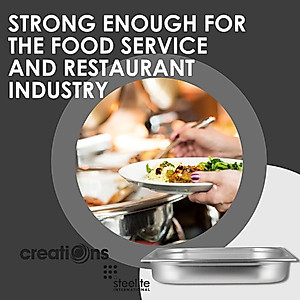 Steelite International 7351MW108 Square Chafing Dish Food Pan, Stainless Steel Insert Serving Tray for 6 Quart Chafer, 12.75" x 14" x 2.5", Set of 6