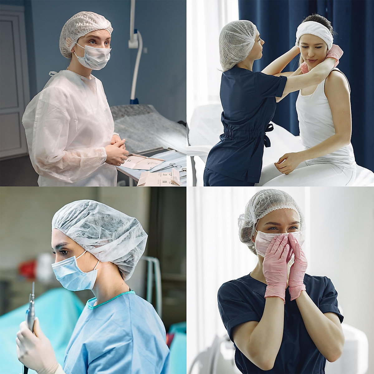 ZMDREAM Hair Nets Food Service Disposable Bouffant Cap Extra Large 24-Inch Latex Free Pack of 100 White