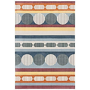 SAFAVIEH Orwell Collection 5'3" x 7'7" Blue/Yellow ORW367M Mid-Century Modern Deco Non-Shedding Living Room Bedroom Area Rug