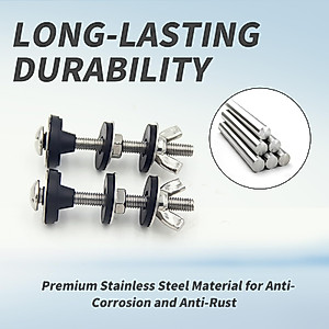 2PCS Universal Toilet Tank to Bowl Bolts Kit - Heavy Duty Toilet Bolts - Waterproof Stainless and Rubber Washers Gaskets - Extra Long Nut Screw - Fastening Set for Toilet Mounting and Repair.