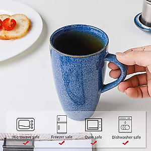 KOOV Porcelain Hot Tea Cup with Infuser and Lid, 18 OZ Tea Mug with Lid, Tea Infuser Mug, Tea Steeper for Loose Tea Mug, Steeping Tea Cup (Reactive Blue)