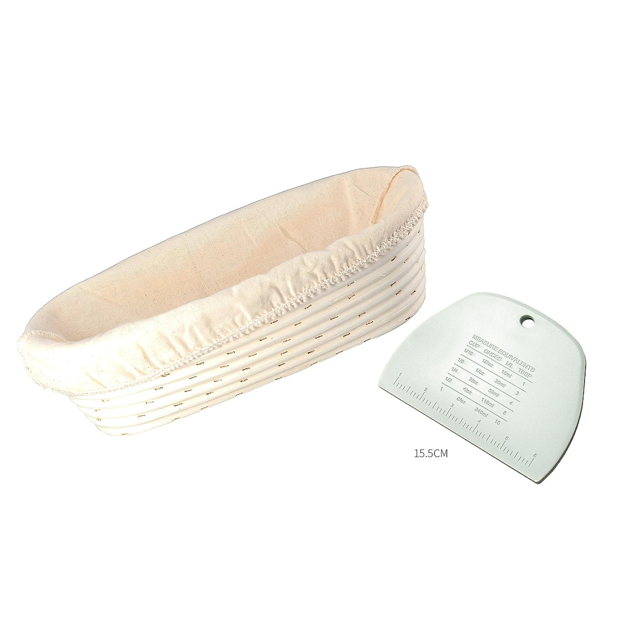 Leadigol Bread Banneton Proofing Basket + Dough Scraper,11 inch Oval Long Bread Dough Proofing Rising Rattan Basket & Liner,Rattan Brotform Bread Dough Set