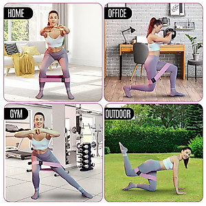 Fabric Resistance Bands Set for Men and Women – Home Gym Long Exercise Workout – Set of 4 Colors Great Booty Bands Fitness Equipment for Training, Physical Therapy (Yellow, Green, Blue, Red)