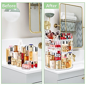 LeeWent 360 Acrylic Rotation Makeup Organizer, Large Capacity, Easy Access, Sturdy, Multi-functional, Great Gift Idea